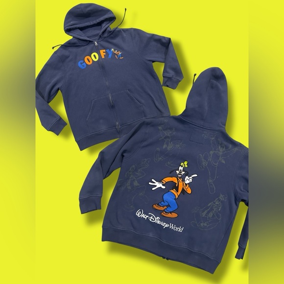 Disney | Sweaters | Disney Parks Goofy Jacket Double Sided Hooded Full ...